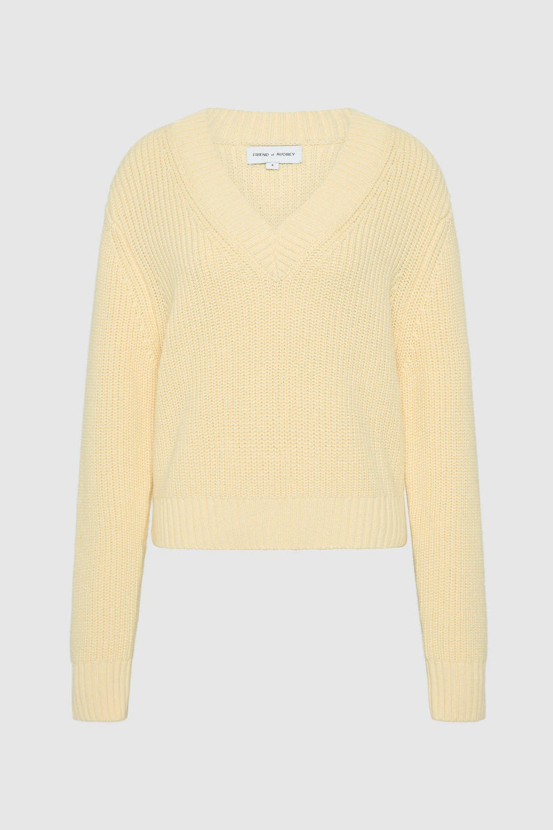 Cotton Cashmere V-Neck, Butter | Friend of Audrey – Ted & Olive Boutique