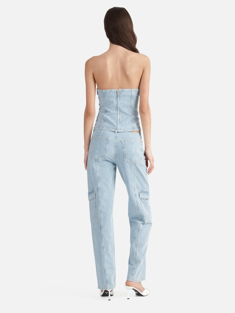 Diana Denim Bustier, Ice Blue Stripe | ENA PELLY – Ted & Olive Boutique