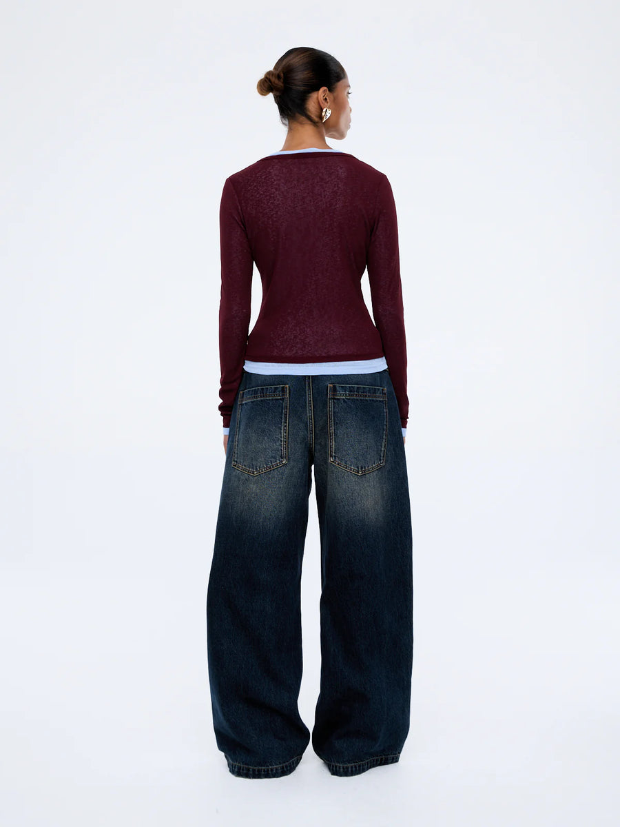 Blair LS Top - Deep Cherry Red | Ena Pelly – Ted & Olive Boutique