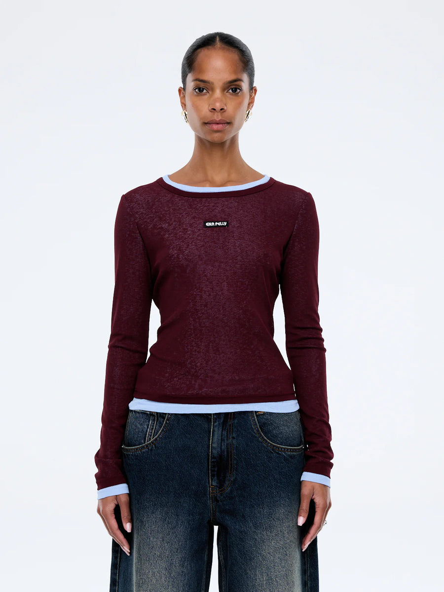 Blair LS Top - Deep Cherry Red | Ena Pelly – Ted & Olive Boutique