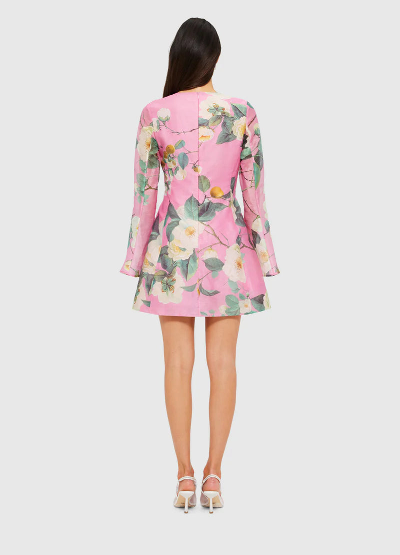 Suzanne Bell Sleeve Mini Dress, Camelia Print | Leo Lin – Ted & Olive ...