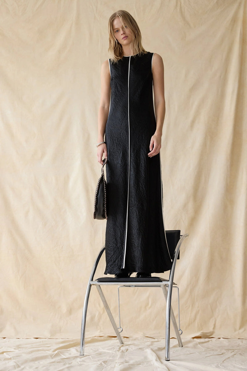 Crush Contrast Bind Maxi Tank Dress, Black & Cream | Third Form – Ted ...