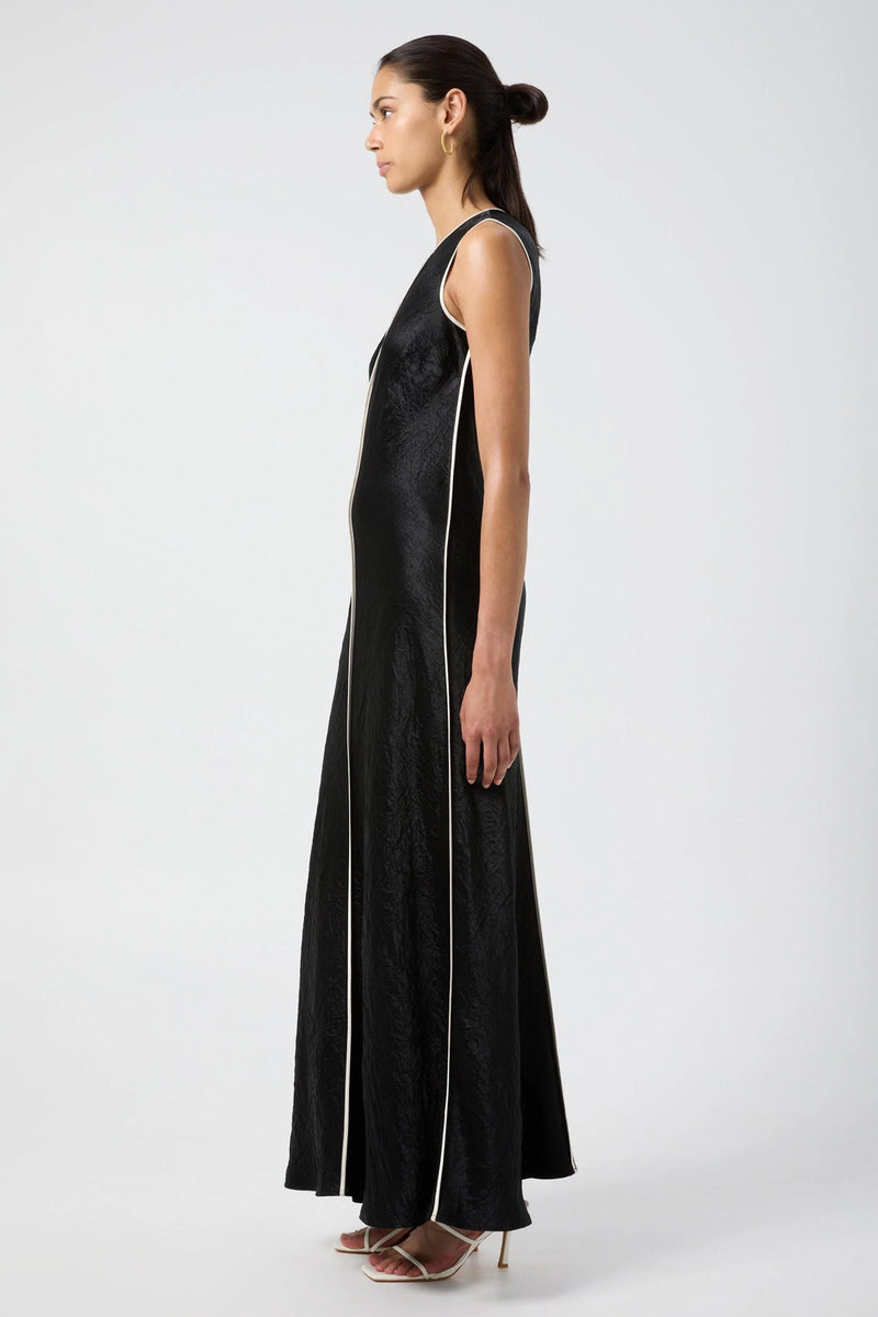 Crush Contrast Bind Maxi Tank Dress, Black & Cream | Third Form – Ted ...