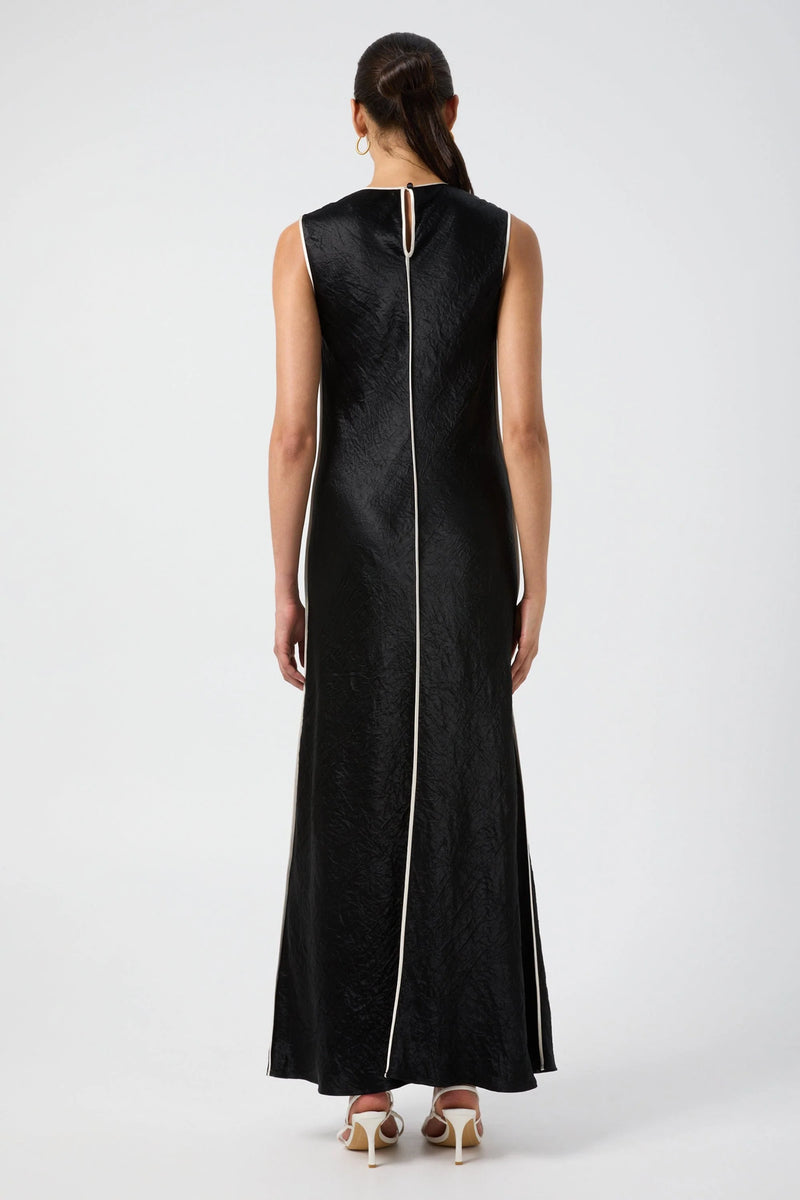 Crush Contrast Bind Maxi Tank Dress, Black & Cream | Third Form – Ted ...