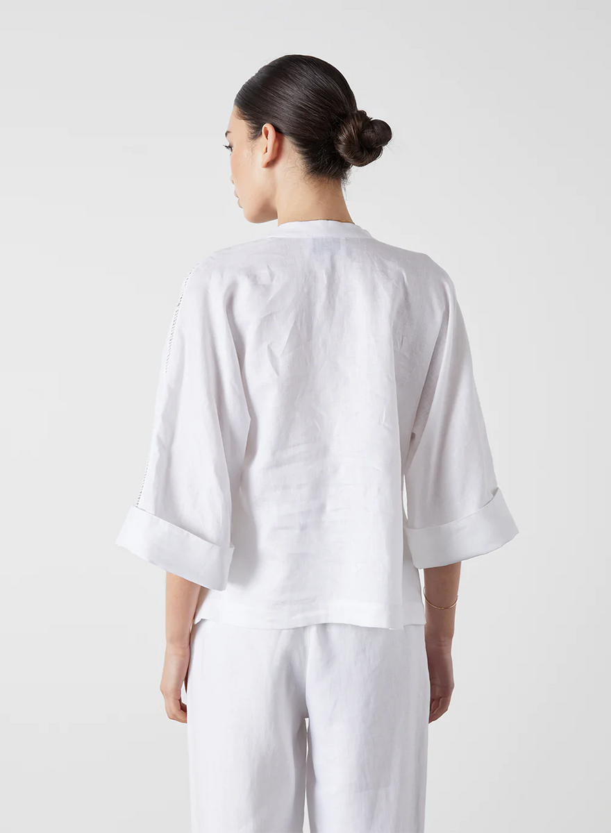 Emelie Linen Smock Top, White | Joslin Studio – Ted & Olive Boutique